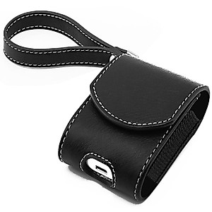 Miimall Compatible for Google Pixel Buds Pro Case Leather, Wear-Resist Magnetic Closure Protective Pouch Pocket with Lanyard, Holster Leather Case for Pixel Buds A-Series, Pixel Buds 2 (Black)