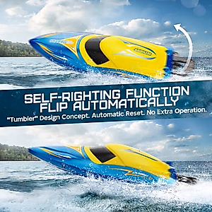 ALPHAREV Brushless RC Boat - R608 30+ MPH Fast Remote Control Boat for Pool & Lake, 2.4GHz RC Boats for Adults, RC Speed Boat with Brushless Motor, Summer Outdoor Water Toys Birthday Gifts for Boys