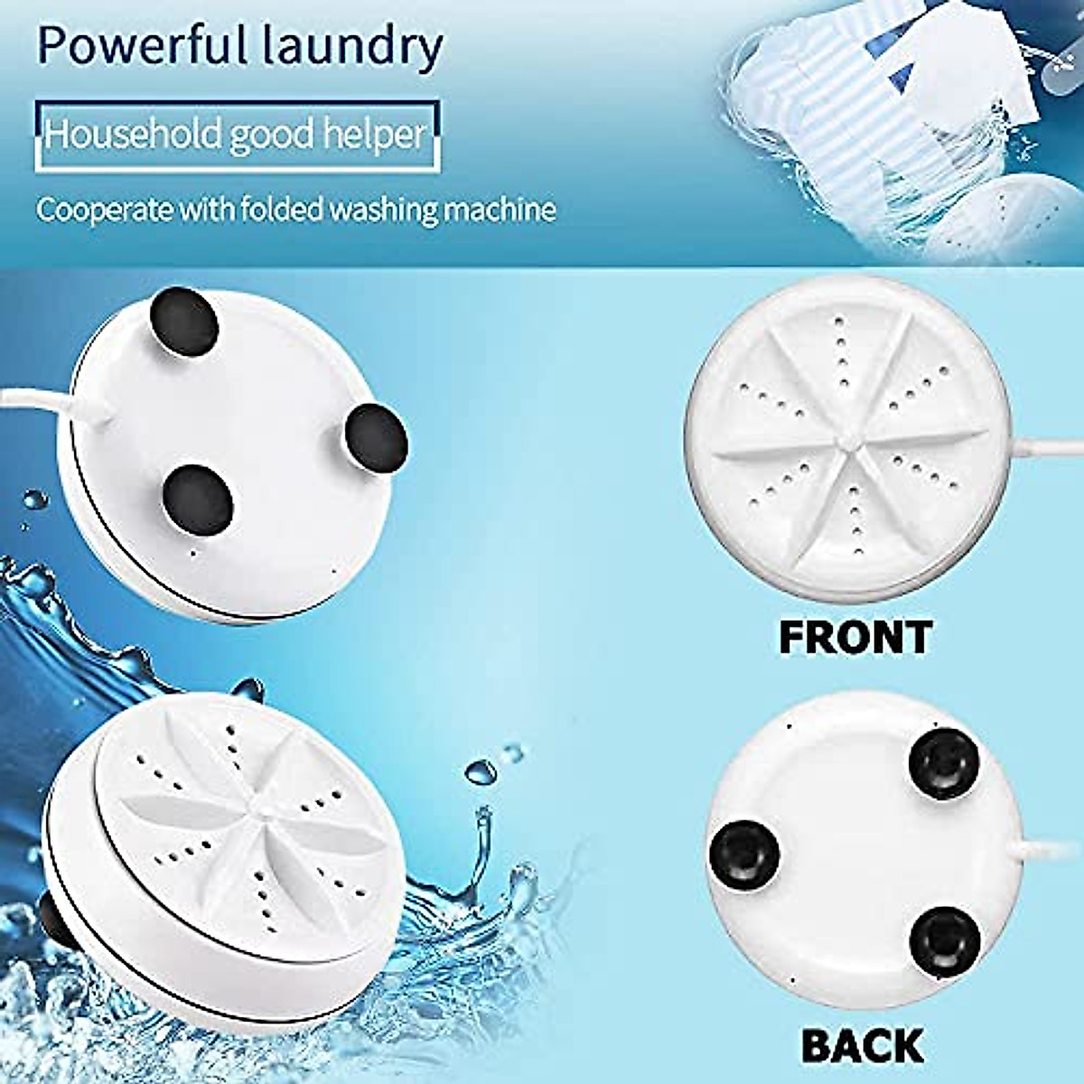 Mini Washing Machine Portable Turbine Washer,Portable mini washing machine, Portable Washing Machine with USB for Travel Business Trip or College Rooms (No remote control)