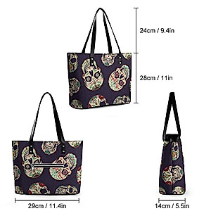 Womens Handbag Skull Pattern Leather Tote Bag Top Handle Satchel Bags For Lady