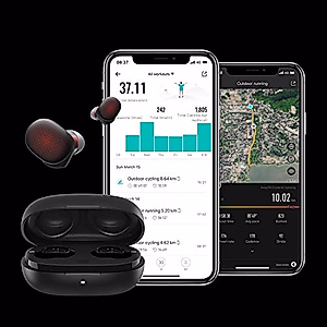 Amazfit PowerBuds True Wireless Bluetooth Earbuds in-Ear Headphones for iPhone Android, Waterproof Earphones with Microphone, Heart Rate Monitoring, Noise Canceling, Sports Sound System, Black