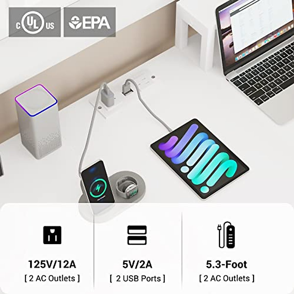 SEDETA 94.5" White Computer Desk, Two Person Gaming Desk with LED Light, Keyboard Tray, Power Strip with USB, Monitor Shelf & Storage, Extra Long Double Desk for Home Office, White.