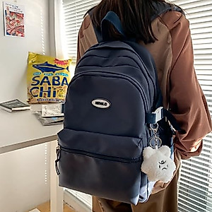 VTTDB Kawaii Backpack with Cute Accessories Casual Aesthetic Daypack Simple Laptop Bag Waterproof Travel Rucksack for Women (dark blue)