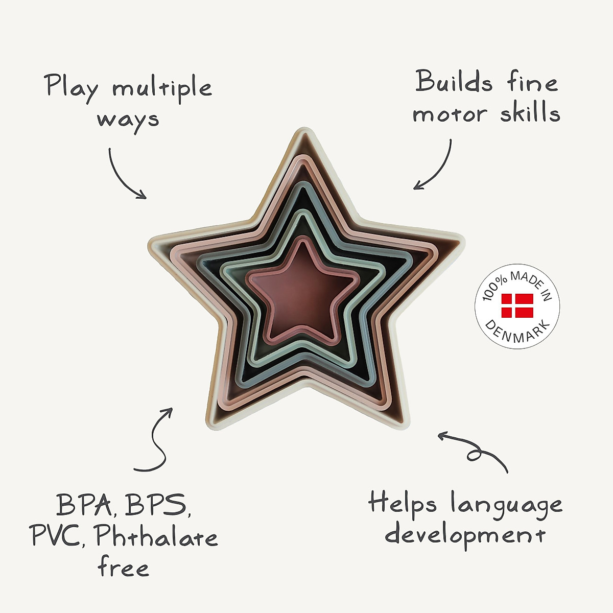 mushie Nesting Stars Toy | Made in Denmark (Original)