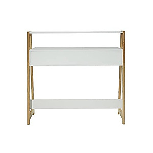 4D Concepts Heidi Collection Desk, White and Natural Wood