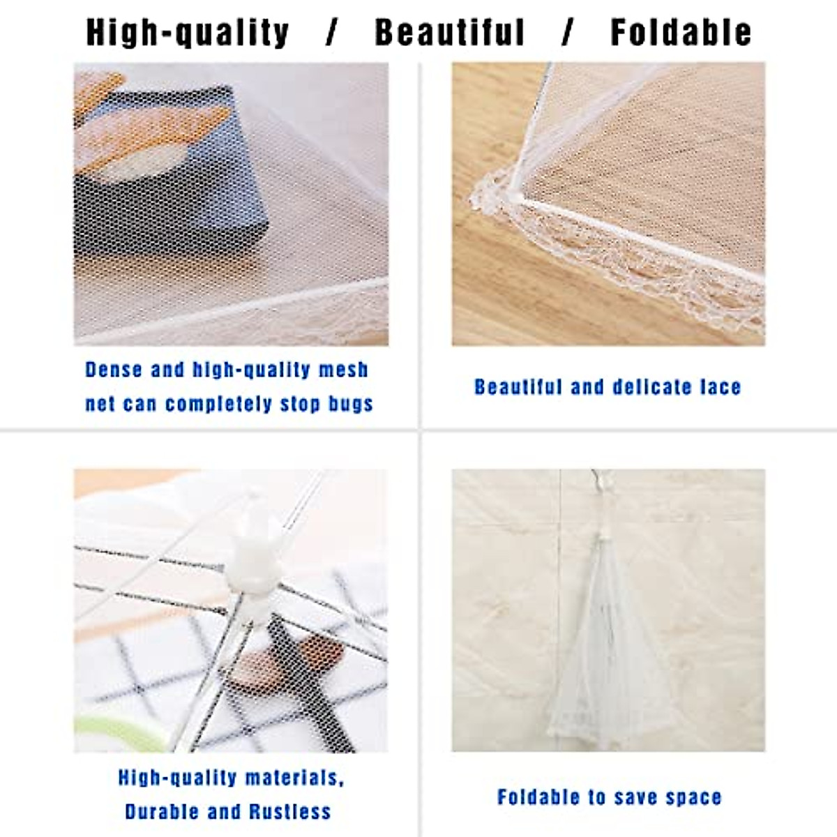 Mesh Food Covers for Outdoors,2 Extra Large 40"X24" and 2 Pack 17"X17" Pop-Up Mesh Food Tent Umbrella Food Cover for Outside Picnic Accessories BBQ Camping Party Keep Out Fly Bug Mosquito