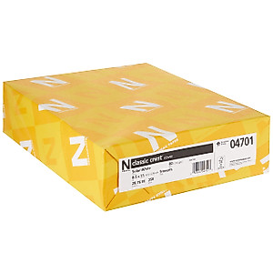 Neenah Classic Crest Coverstock, 8.5" x 11", 80 lb, Smooth Finish, Solar White, 250 Sheets (04701)