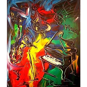 Large 24" Modern Abstract - Wall Decor Art - Original Oil Canvas Painting - Stretched Signed By Mark Kazav - Must Have!