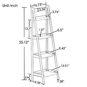 Ladder Shelf, Plant Shelf, Display Shelf, Storage Shelf, Living Room Decor and Accessories, Bamboo Bookshelf, 4 Tier Shelf for Living Room, Bedroom, Kitchen, Rust Resistance, Easy Assembly, White