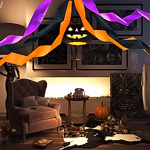 Yomiie 12 Rolls Crepe Paper Streamers, 360 Feet Orange Black Purple Tassels Streamer Paper for Halloween Theme Party Supplies Room Wall Decor Crafts Backdrop Decorations