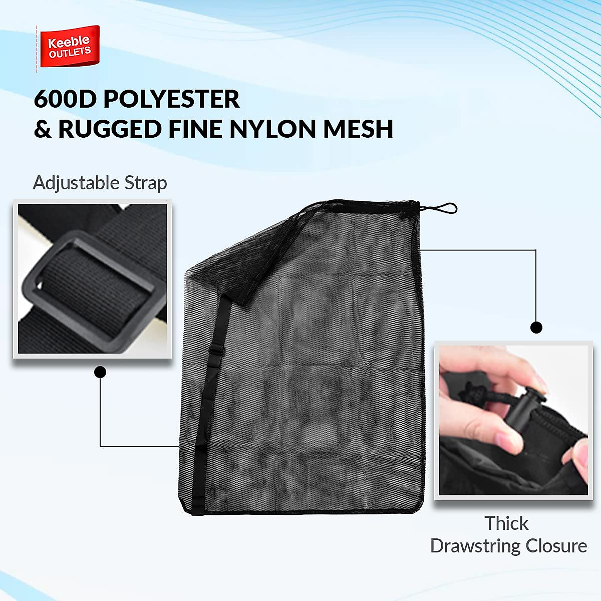 Keeble Outlets Vizari Soccer Ball Bag for Coaches and Players | Sports Equipment Bag or Beach Bag with Shoulder Strap | 30 * 40 inches Large Mesh Bag for Equipment Storage, Soccer Balls