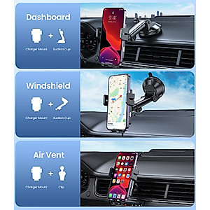 Wireless Car Charger, MOKPR 15W Fast Charging Auto-Clamping Car Mount Universal Hands-Free Car Charger Mount for Dash Windshield Air Vent Compatible with iPhone 15/14/13/12, Samsung S23/S22/S21,etc
