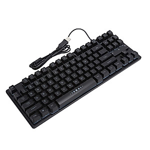 Limouyin 87Key Wired Gaming Keyboard with Crater Architecture, Portable Durable Keyboard Gaming Mechanical Ergonomic Computer Supplies GK10 LED Backlight for Desktop Laptop Universal Type, Black