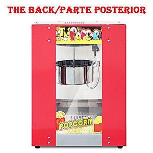 110V US Commercial Popcorn Machine, 8oz Popcorn Maker with Stainless-Steel Kettle,1400 W Countertop Popcorn Maker ，Movie Theater Popper with 3-Switch Control Steel Frame Acrylic Doors, Red