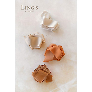 Ling's Moment Handmade Fringe Chiffon Silk-Like Ribbon Smooth Ribbon Ombre Colors Chart, Cozy Terracotta