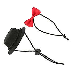 Reptile Hat and Bow Tie,Cute Adjustable Lizard Harness and Leash Soft Leather Bearded Dragon Valentine's Day Clothes Set for Amphibians and Other Small Pet