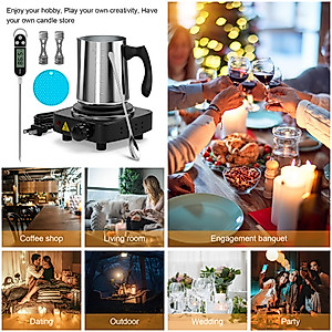 Ohcans Candle Making Kit with Electronic Hot Plate, Candle Making Kit for Adults, DIY Starter Candle Making Supplies, with 900ml Candle Make Pouring Pot, Stirring Spoon, Wicks Holder, Thermometers