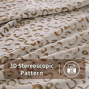 FY FIBER HOUSE Flannel Fleece Throw Blanket, Lightweight Cozy Plush Microfiber Bedspreads for Adults,60"X80",Brown Leopard