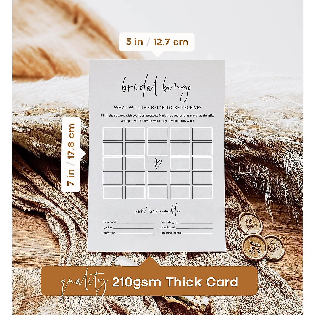 Bridal Shower Games Bundle - 5 Bridal Shower Games for 30 Guests, 30 Bridal Shower Pencils - Double-Sided Cards - Bridal Shower Decorations, Wedding Shower Games - Minimalist