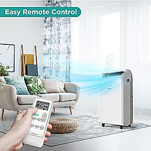 Hisense Portable Air Conditioner 8,000 BTU Cooling Dehumidifier Fan for Rooms up to 350 sq.ft, Remote Control, Long Distance Air Flow, White