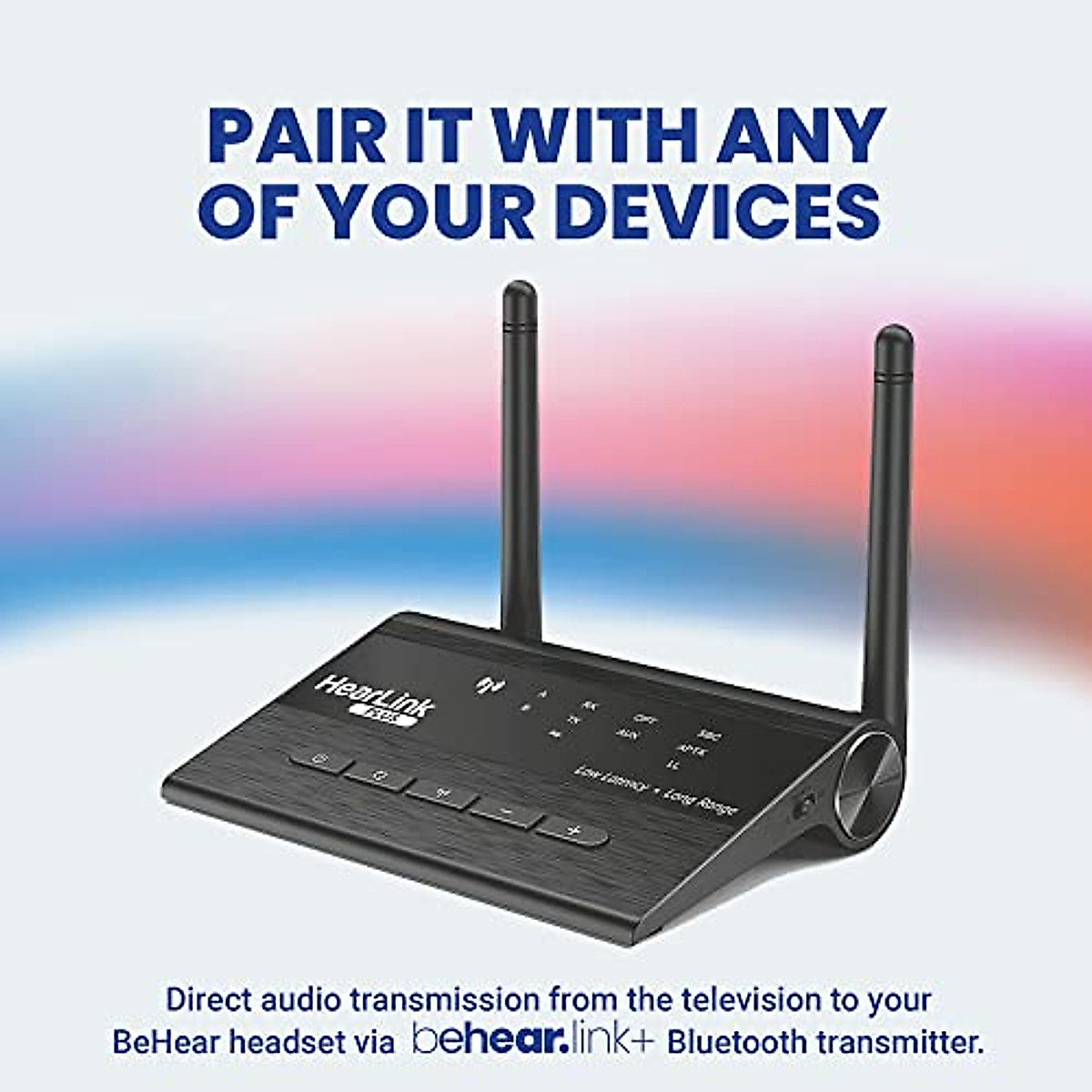 BeHear Proxy & HearLink Personal Sound System | TV Bluetooth Audio Transmitter | Wearable, Lightweight, Hands Free & Wireless Neck Speaker | Retractable Ear Buds Plugs