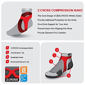 Ankle Athletic Socks, ZEALWOOD Merino Wool Socks No Show Low Cut Socks Compression Running Socks Tennis Golf Womens Mens Ankle Wool Hiking Socks Women Men Moisture Wicking Socks 3 Pairs Blue/Black M