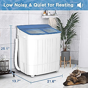 INTERGREAT Portable Waher and Dryer, 17.6 lbs Mini Small Washing Machine Combo with Spin Dryer, Compact Twin Tub Laundry Washer Machine for Apartments, Dorm, Rv, Camping, Blue