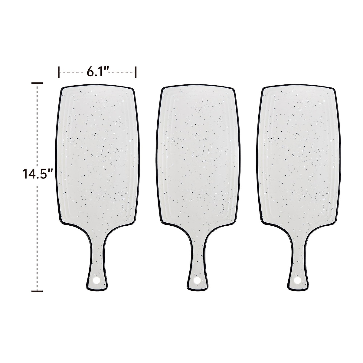 KARRYOUNG Set of 3 Ceramics Cheese Serving Board with Handle - Perfect for Charcuterie, Cheese, and Appetizers - Ideal Party Platter for Bread, Meat, and Fruit Display, 15 x 6.2 Inch