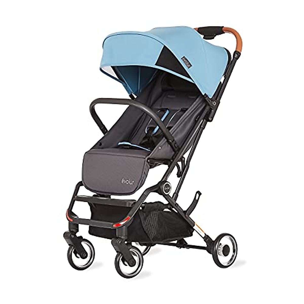 Evolur Baby Stroller Compact Lightweight Urban City Stroller with Anti UV Treatment and Mesh Material with Large Basket for Storage, Blue