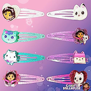 Gabby's Dollhouse Kids Hair Clips for Girls Snap Clips 8 Pack Multi Color Ages 3+
