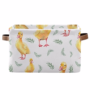 Cute Watercolor Duck Storage Basket Bins Foldable Laundry Hamper Toy Storage Bins Box Organizer for Living Room Clothes Nursery Closet Shelf Playroom,1 pcs