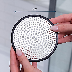 S&T INC. Shower Drain Hair Catcher, Shower Drain Cover with Stainless Steel with Anti-Skid Silicone Ring, 4.5 Inch Diameter
