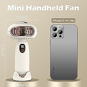 MSEVC Portable Handheld Fan 6000mAh Rechargeable Foldable Personal Fan 5 Speed Adjustable Portable Handheld Fan with Makeup Desk Mini Fan for Men Women Travel Outdoor Indoor Father's Day Gift - White