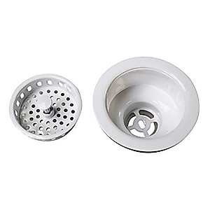 Westbrass D214-50 3-1/2" Post Style Large Kitchen Sink Basket Strainer, 1-Pack, Powder Coat White