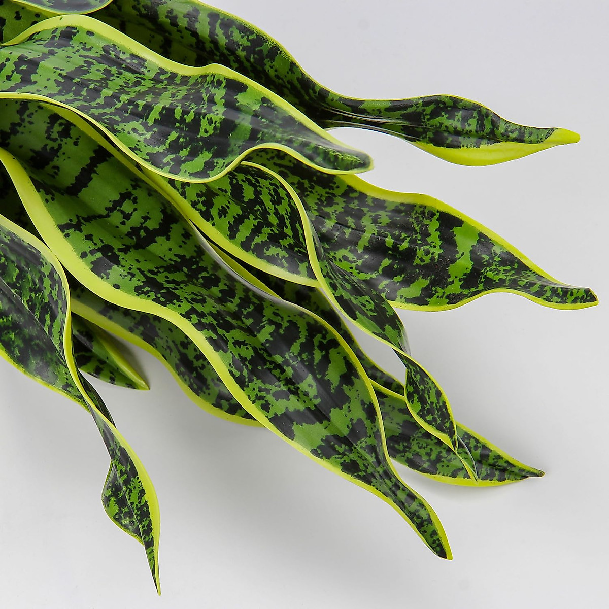 Hollyone Artificial Snake Plant Potted Faux Sansevieria Trifasciata Plants, 16.5" Tropical Fake Plants in White Pots for Home Office Room Indoor Decor Housewarming Gifts