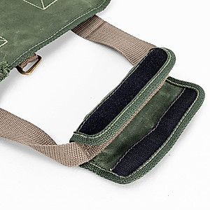 eletecpro Firewood Carrier 39x18 Inch Durable Waxed Canvas Log Carrier Heavy Duty, Fire Place Sturdy Wood Carring Bag with Handles Security Strap for Camping Indoor (Green)