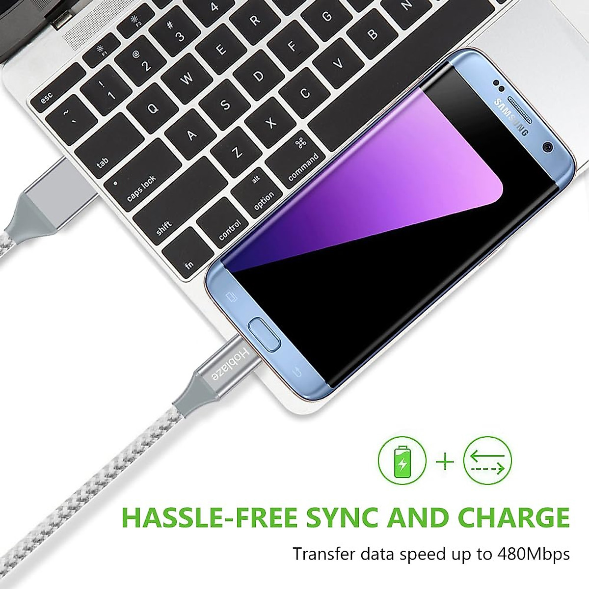 Hoblaze Micro USB Cable 10FT, Android Charger Cord 3Pack Long Nylon Braided Sync and High Speed Charging Cord Compatible with Samsung Galaxy S7 Edge S6, Android & Windows Smartphones and More