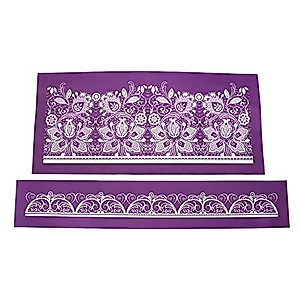 AK ART KITCHENWARE 2pcs Peony Design Mesh Stencil for Royal Icing Lace Cake Stencil Cake Decorating Tools Fondant Cake Mold Lace Mat Pastry Tools Bakeware Sugarcraft Bakery Fabric Stencils MST-06