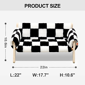 MEWOOFUN Cat Couch Bed, Pet Sofa for Indoor Cats Wooden Indoor Elevated Cat Beds with Removable Mattress Cover Suitable for Kitty, Puppy or Small Animal (Chessboard, Medium)