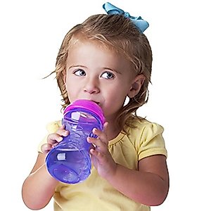 Nuby 2-Pack No-Spill Easy Grip Clik-It Cups, 10 Ounce, Colors May Vary