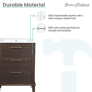 Swiss Madison Well Made Forever Hugo 24" Bathroom Walnut Bath Vanity