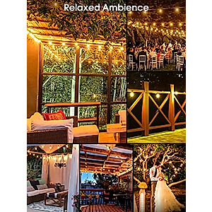 NIUAWASA Outdoor String Lights Patio Light 64FT LED Dimmable Lighting 23 Shatterproof S14 Plastic Bulbs 20 Hanging Sockets Waterproof for Outside Cafe Bistro Porch Gazebo Backyard Party Deck Garden