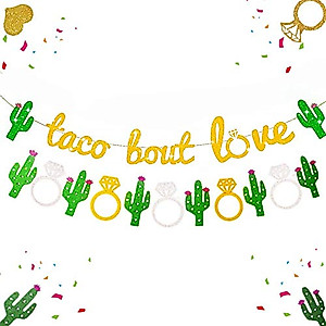 JeVenis Set of 2 Taco Bout Love Banner Taco Party Decoration Taco Banner Fiesta Decor for Fiesta Engagement Party Bachelorette Party or Wedding Shower Banner