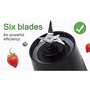 Portable Blender Smoothies Personal Blender Mini Shakes Juicer 380 ml Cup USB Rechargeable Cordless Shaker Bottle (BLACK)