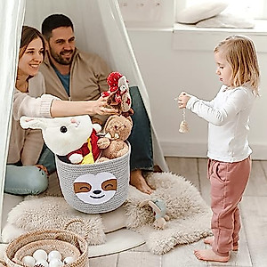 Kigeli 2 Pcs Sloth Small Woven Basket Storage Basket Sloth Basket Cotton Rope Baskets for Storage Baby Basket for Nursery Room Decor Diaper, Blankets, Toy Organizer