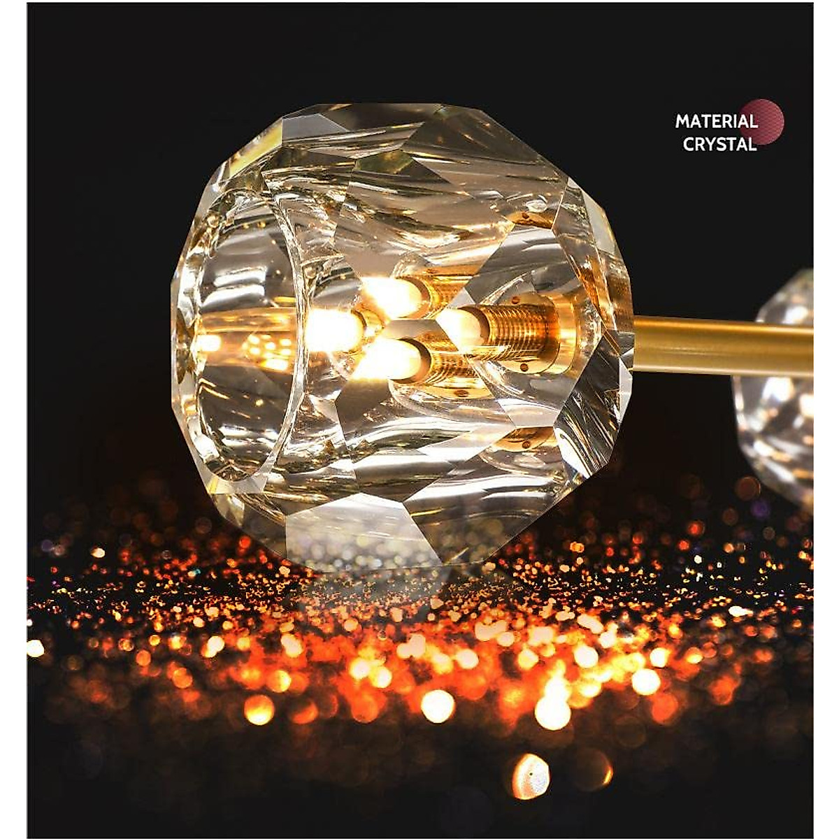 APBEAM Brass Sputnik Chandelier Gold Pendant Light Crystal Ceiling Hanging Light Fixture 15 Light W39.5” x H17.7”