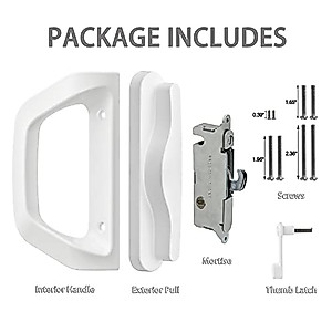 EASILOK Sliding Door Lock Patio Door Handle Set with Mortise Lock Sliding Glass Door Lock Replacement Convertible Fits Door Thickness from 1-1/2" to 2-4/25",3-15/16''Screw Hole Spacing