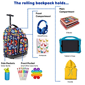 J World New York Kids' Lollipop Rolling Backpack & Lunch Bag Set, Elephant, One Size