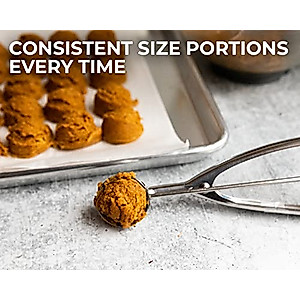 Saffron & Sage Stainless Steel Cookie Scoop - 2 Tbsp Heavy Duty Cookie Dough Scoop, Comfortable Handles with Smooth Spring Action Releases Food Easily, Multipurpose, Rust Resistant and Dishwasher Safe