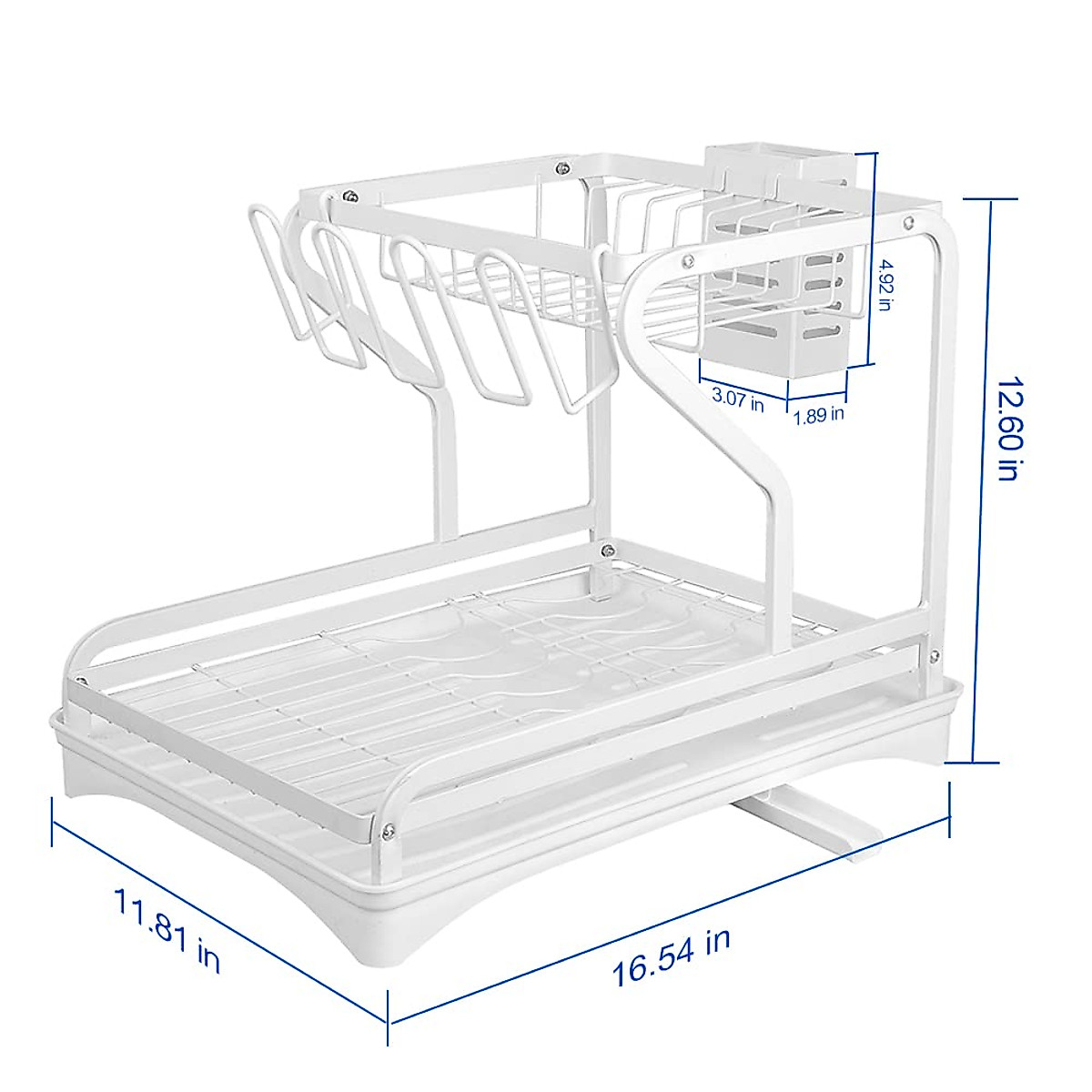 KUFA Dish Drying Rack for Kitchen Counter Kitchen Utensil Storage Organizer Holder Stainless Steel White Paint Counter Drainer Shelf Drainboard Dish Drying Mat Small Dryer Rack for Silverware